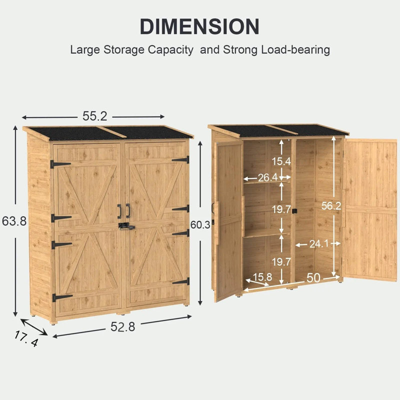 Aiho 4 ft. 7 in. W x 1 ft. 5 in. D Solid Wood Vertical Tool Shed ... Aiho 4 ft. 7 in. W x 1 ft. 5 in. D Solid Wood Vertical Tool Shed ...